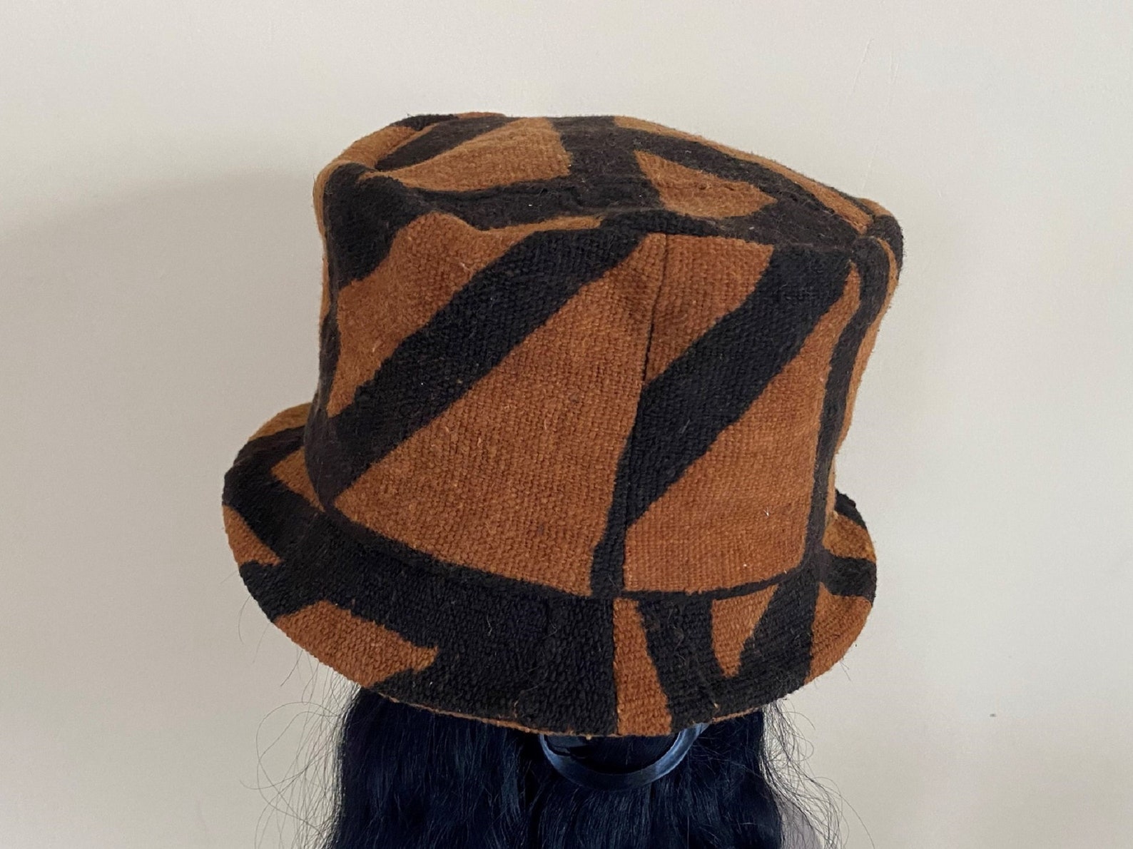 Women's Mud Cloth Hat, Unisex Mud Cloth Hat, Rust and Black Medium Brim ...