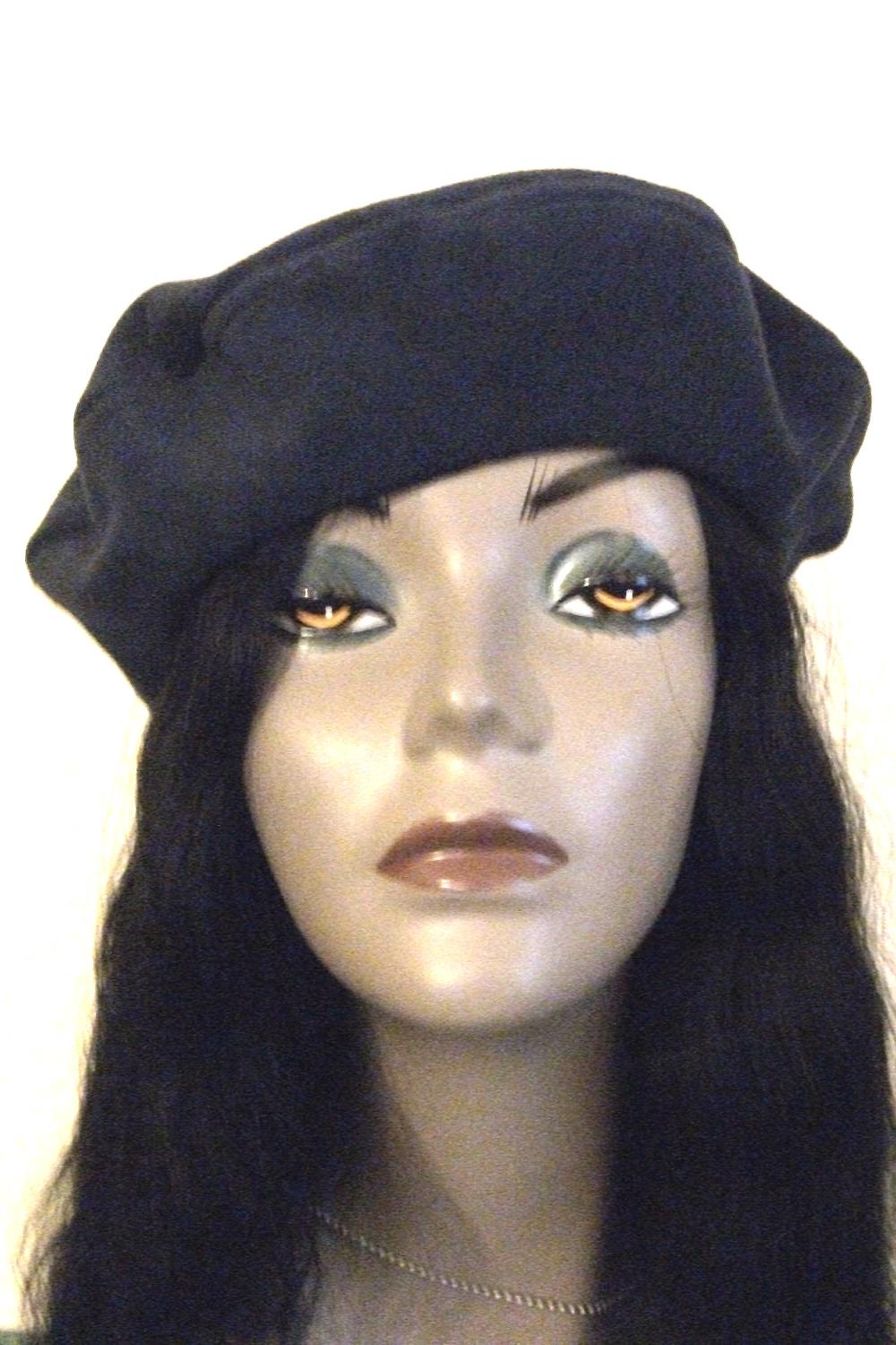 Black Fleece Beret, Black Beret, Blue Beret, Handmade Hat, Large to ...