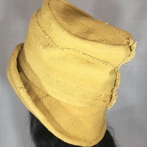 Women's Mud Cloth Hat, Mustard Yellow Wide Brim Cloche, Handmade Hat ...