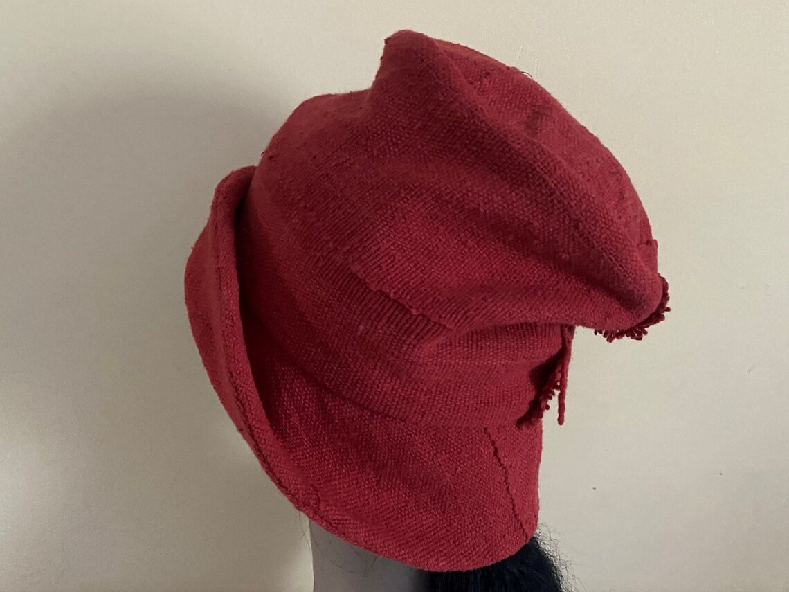 Women's Mud Cloth Hat, Red Wide Brim Cloche, Handmade Hat, Mud Cloth ...
