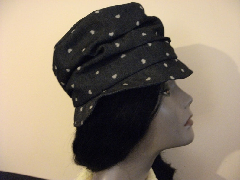 Denim Short Brim Hat, Women's Denim Hat, Dark Blue Hat, Handmade Hat ...