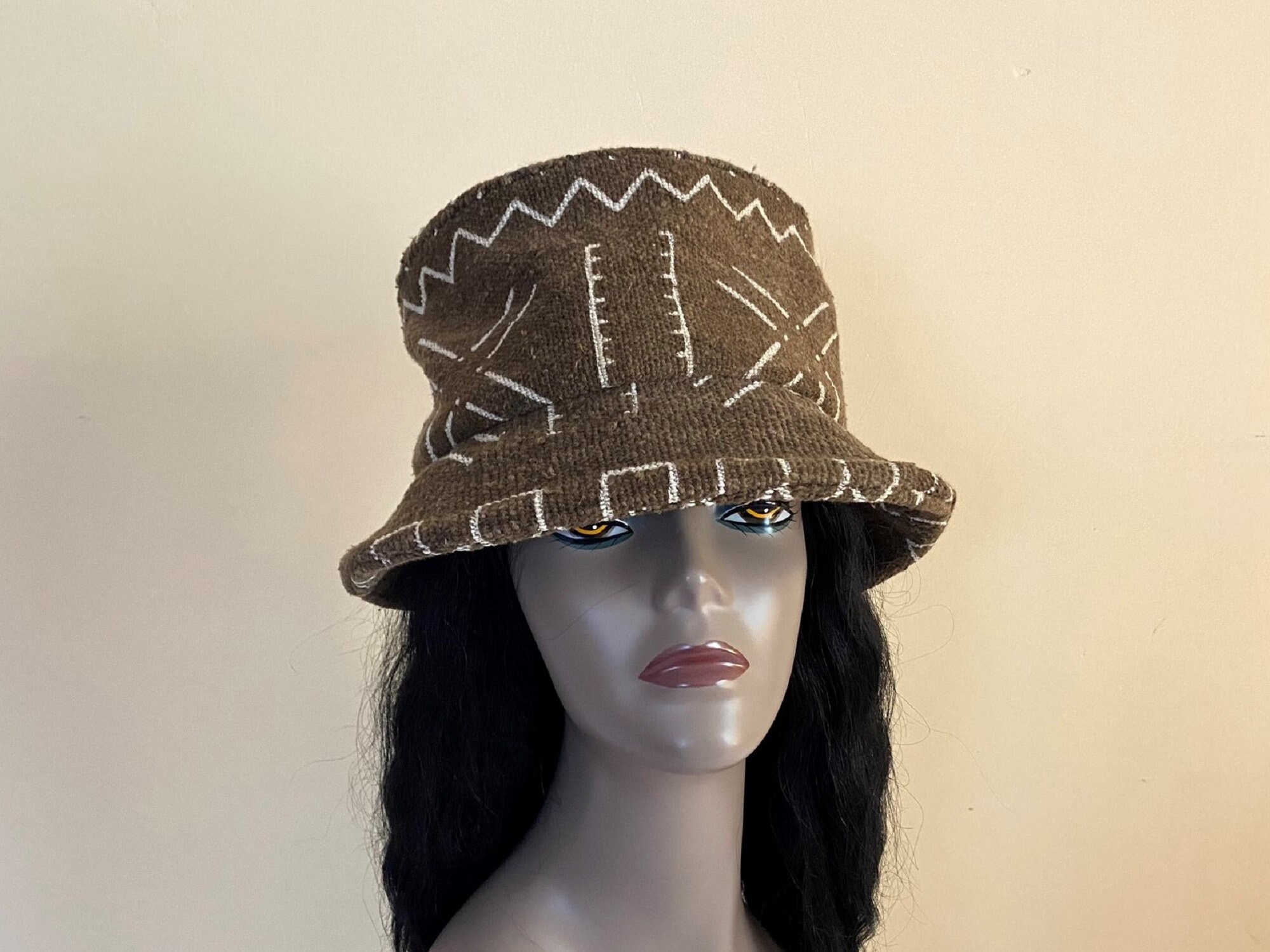 Women's Mud Cloth Hat Brown Medium Brim Cloche Handmade - Etsy