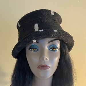 Women's Mud Cloth Hat, Black Medium Brim Cloche, Handmade Hat, Mudcloth ...