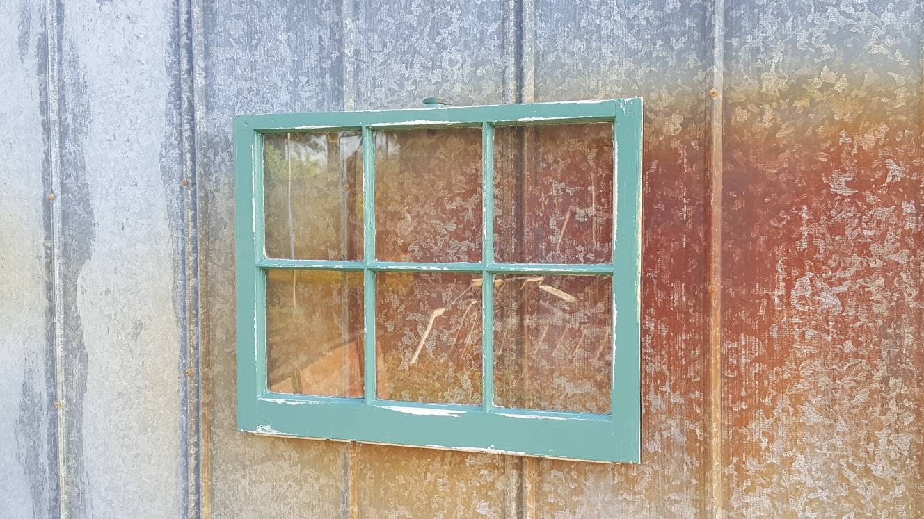 Vintage antique farm window sash frame 6 pane 32x28 rustic | Etsy