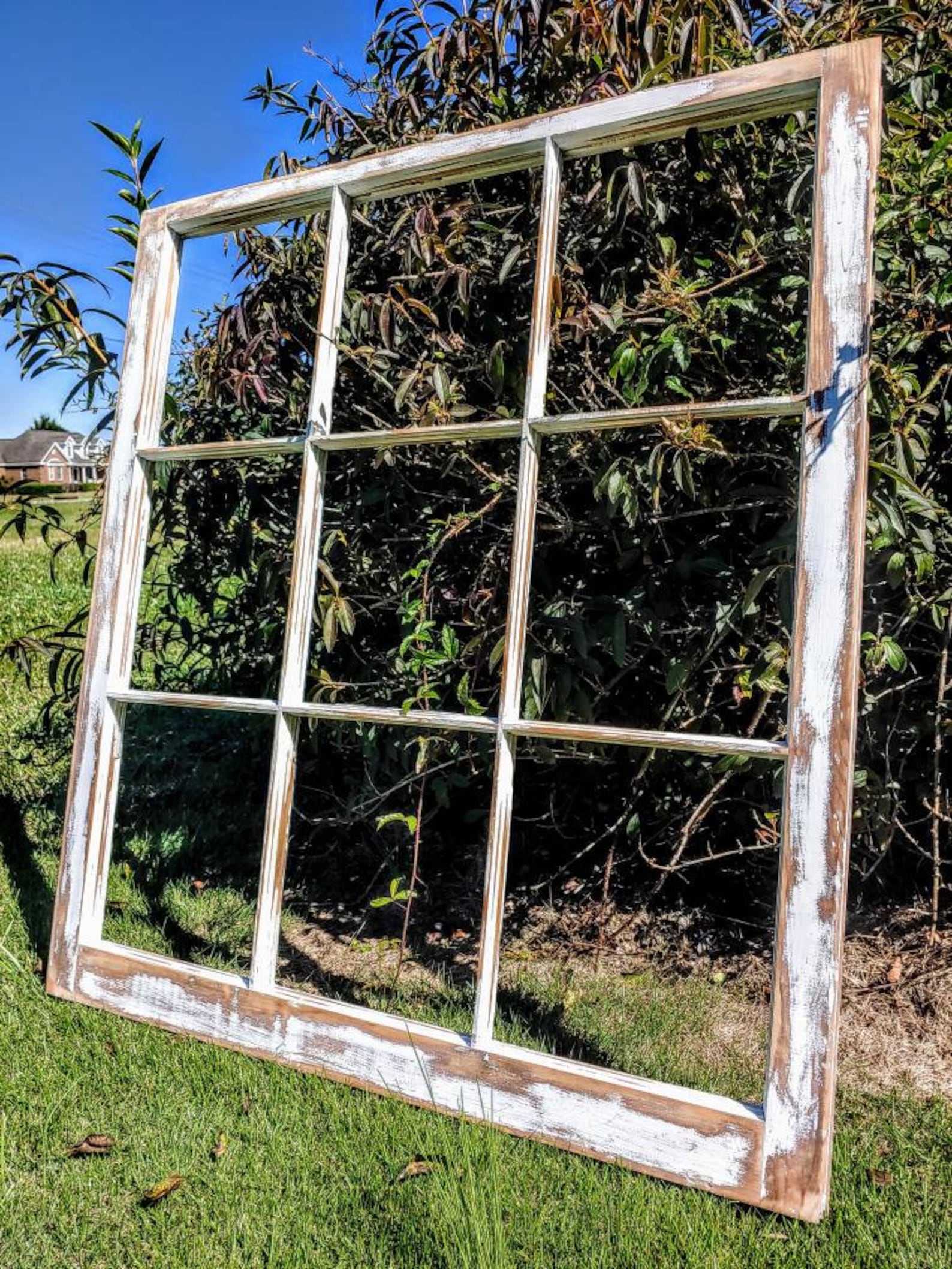 Vintage Antique Farm Window Sash Frame 9 Pane Very Old Rustic Cottage ...