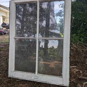 Vintage Authentic Reclaimed Antique Window Pane Sash, 4 Pane, 24x32 VERY OLD Wavy Glass With ...