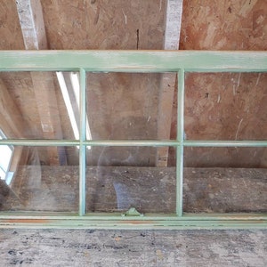 6 Pane Vintage Antique Wood Window Frame Sash 32x20 Light Green Circa ...