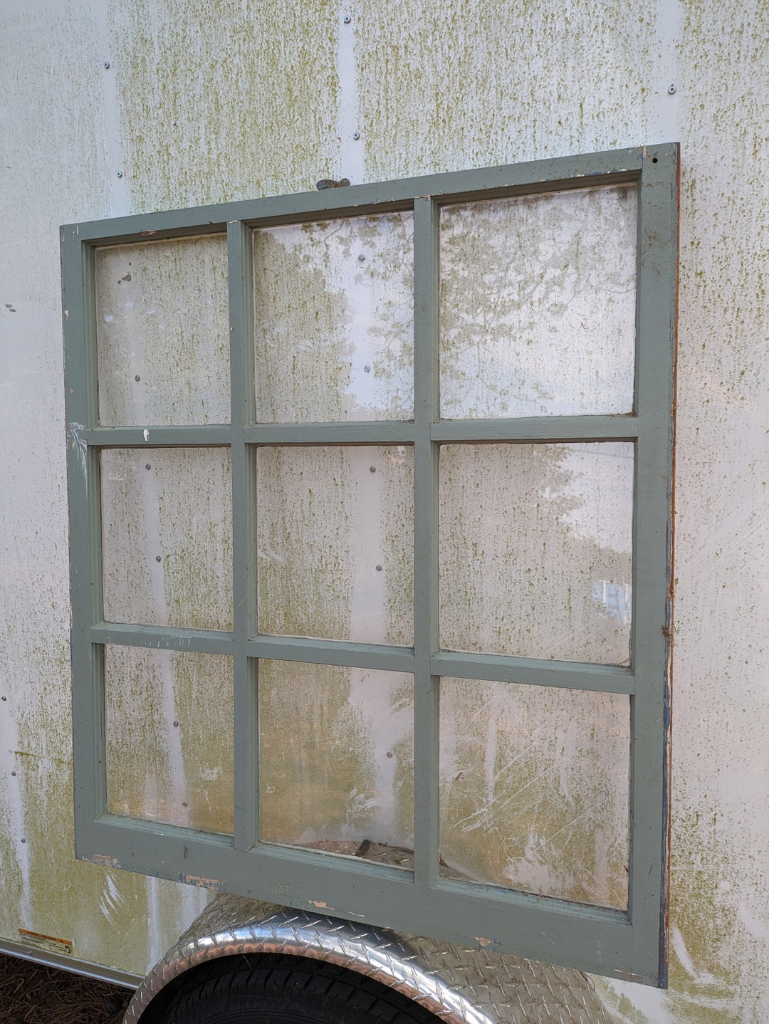 Nine 9 Pane Vintage Farm House Antique Wood Window Frame Sash Wedding ...