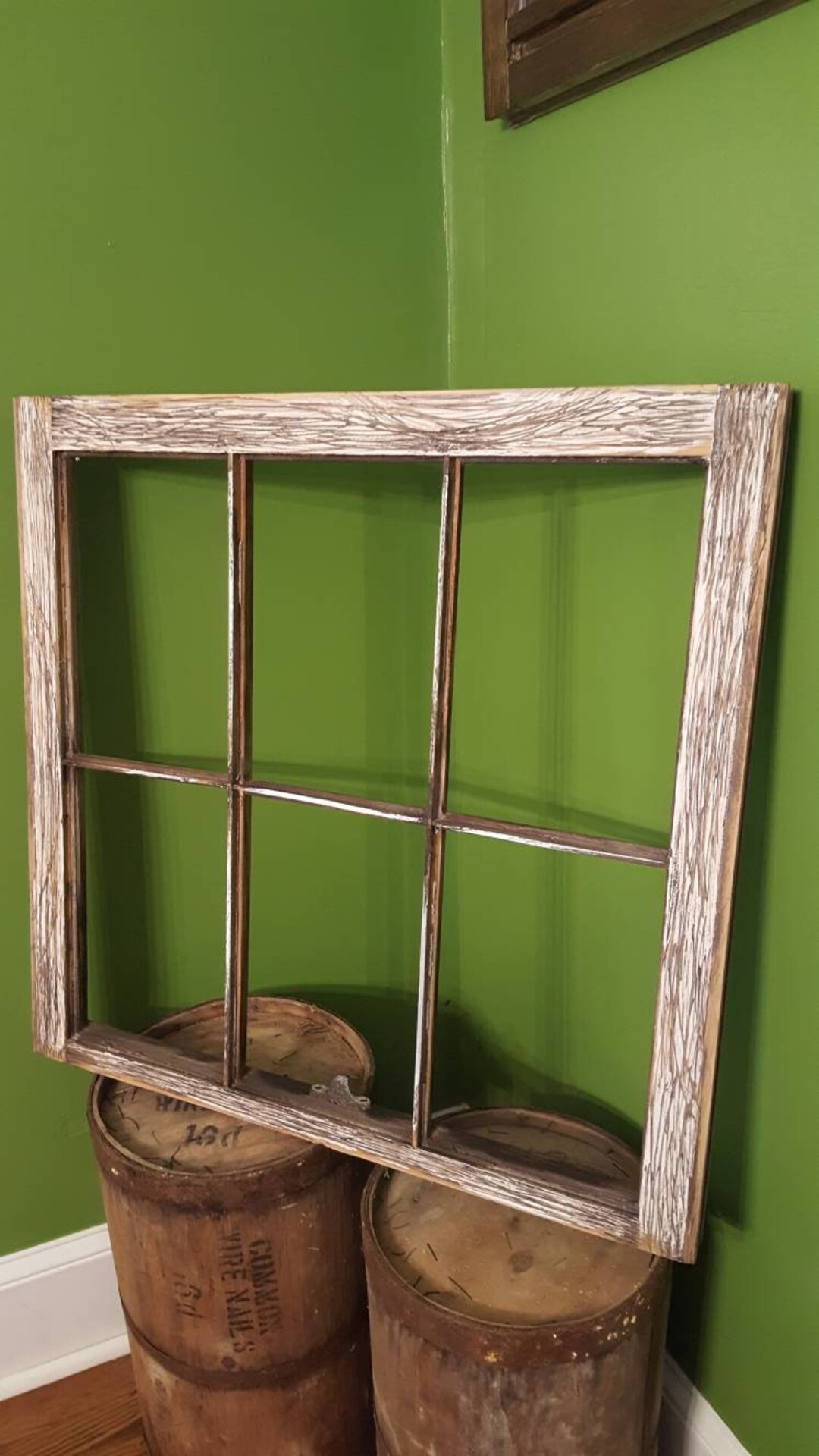 Vintage Antique Farm Window Sash Frame 6 Pane 32x27, "driftwood" Style ...
