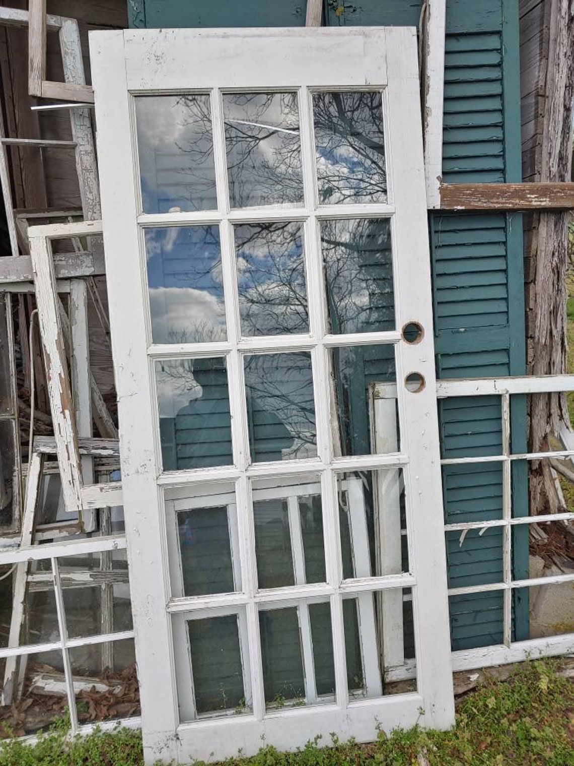 78.5x35 - Old Antique Wooden Door, Mid Early Century Architectural ...