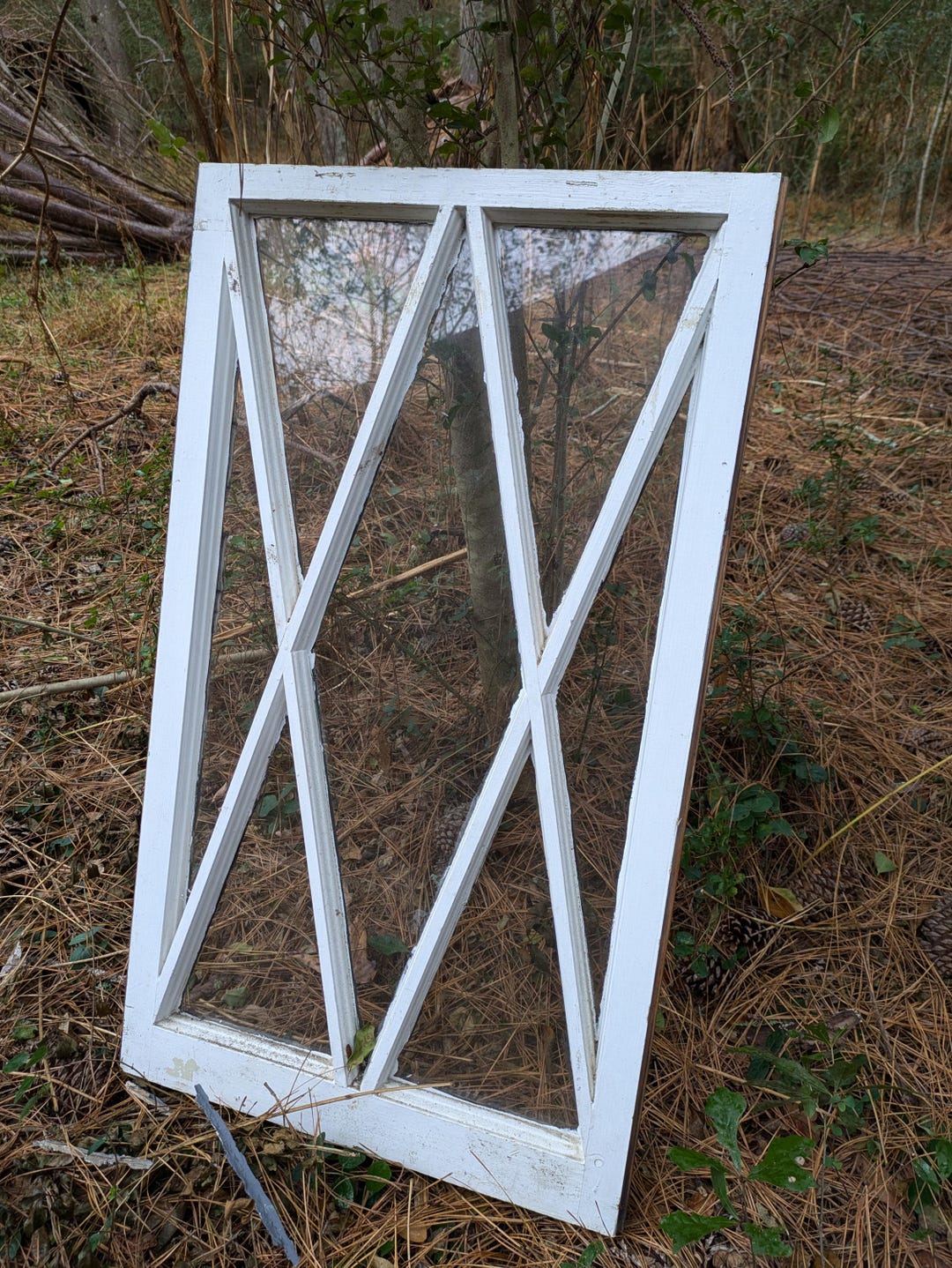 Vintage Antique Farm Window Sash Wood Authentic Antique Diamond Window ...