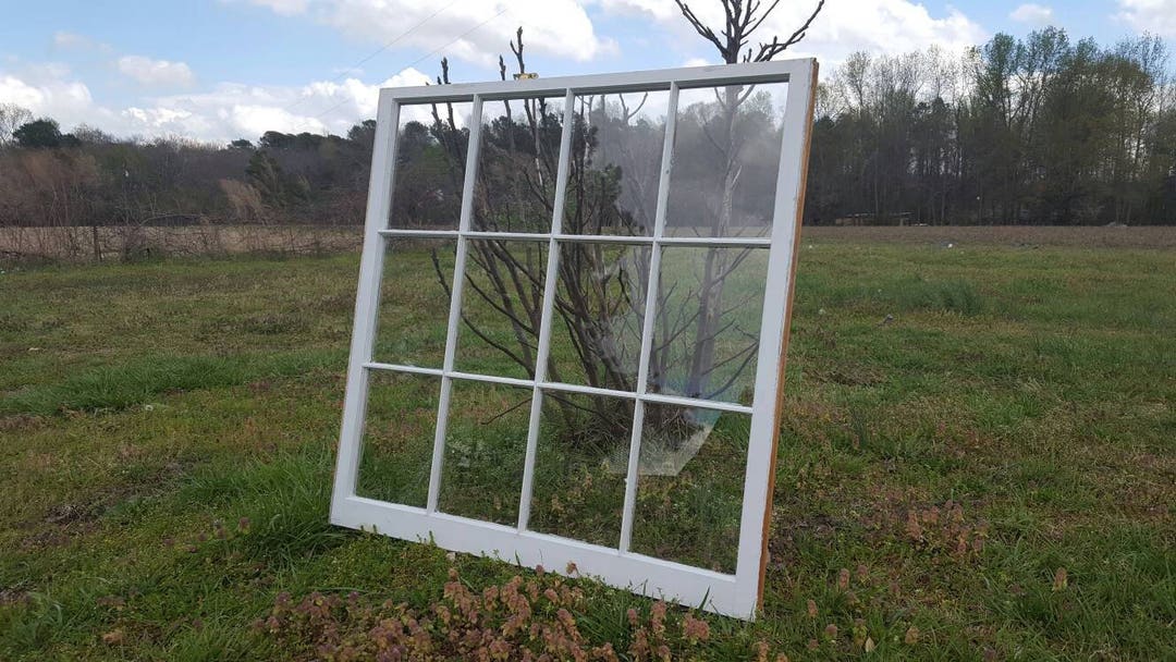 Vintage Antique Farm Window Sash Frame Large 12 Pane Old Rustic Cottage ...