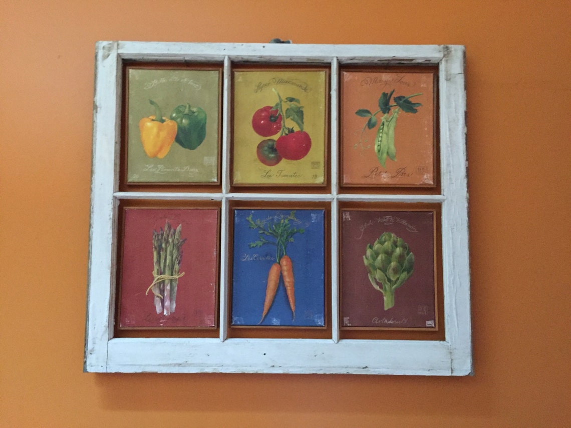 Antique Vintage Farm House Picture Frame Window Sash 32" X 27" 6 Pane ...