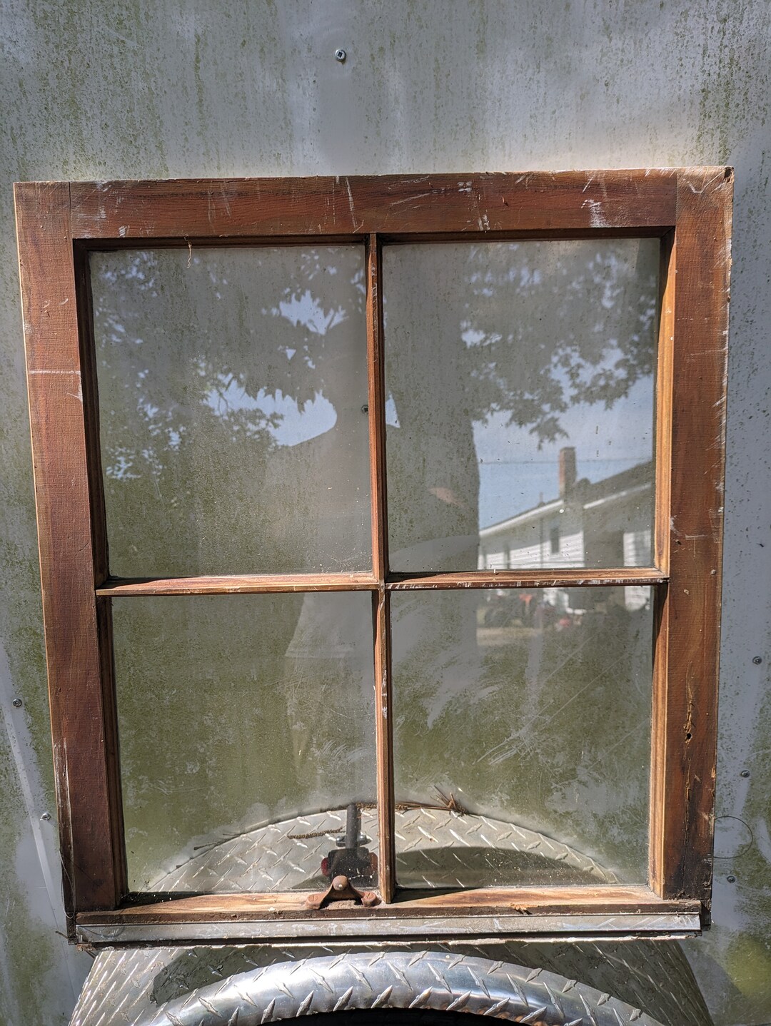 Vintage Authentic Reclaimed Antique Window Pane Sash, 4 Pane, Natural ...