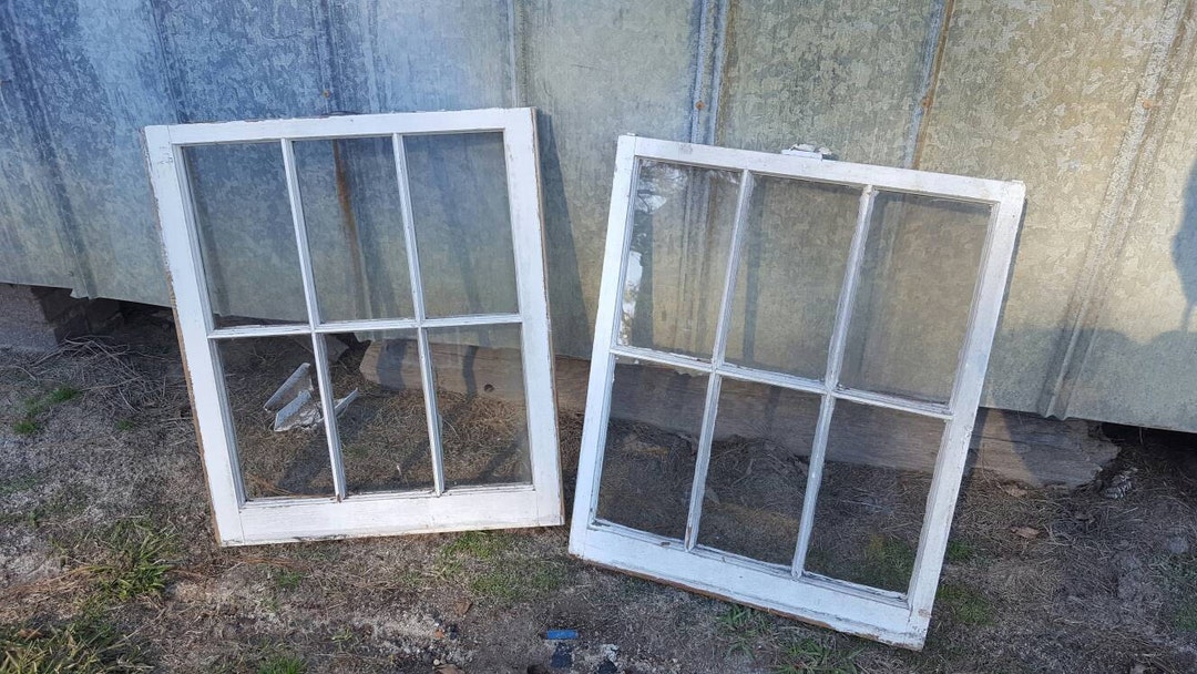 Vintage Antique Farm Window Sash Frame 6 Pane 32X24 Set of 2 - Etsy