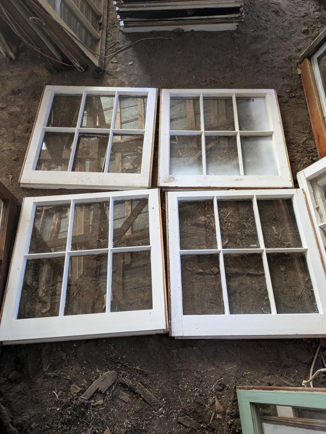 Antique Window Frame Sashes Set of 2, 2 Feet by 2 Feet, 24x24 Each 6 ...