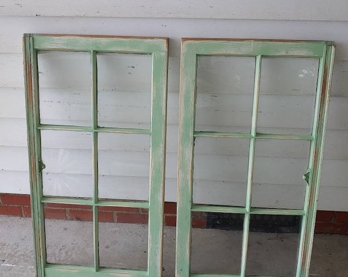 6 Pane Vintage Antique Wood Window Frame Sash 36x20 Light Green Circa ...