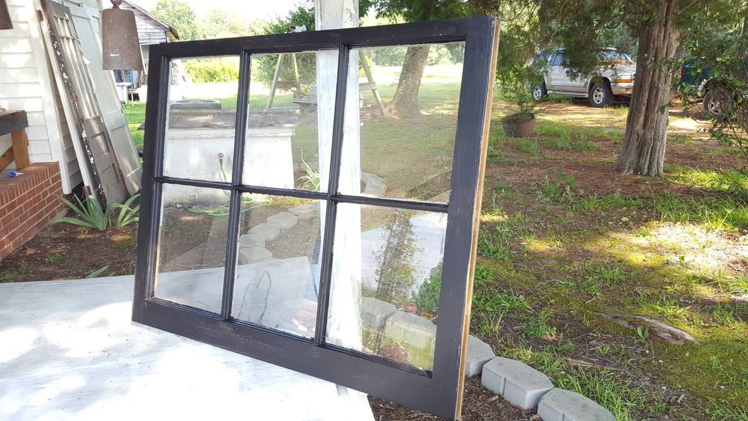 Vintage Antique Farm Window Sash Frame 6 Pane 32X24 Painted Black - Etsy