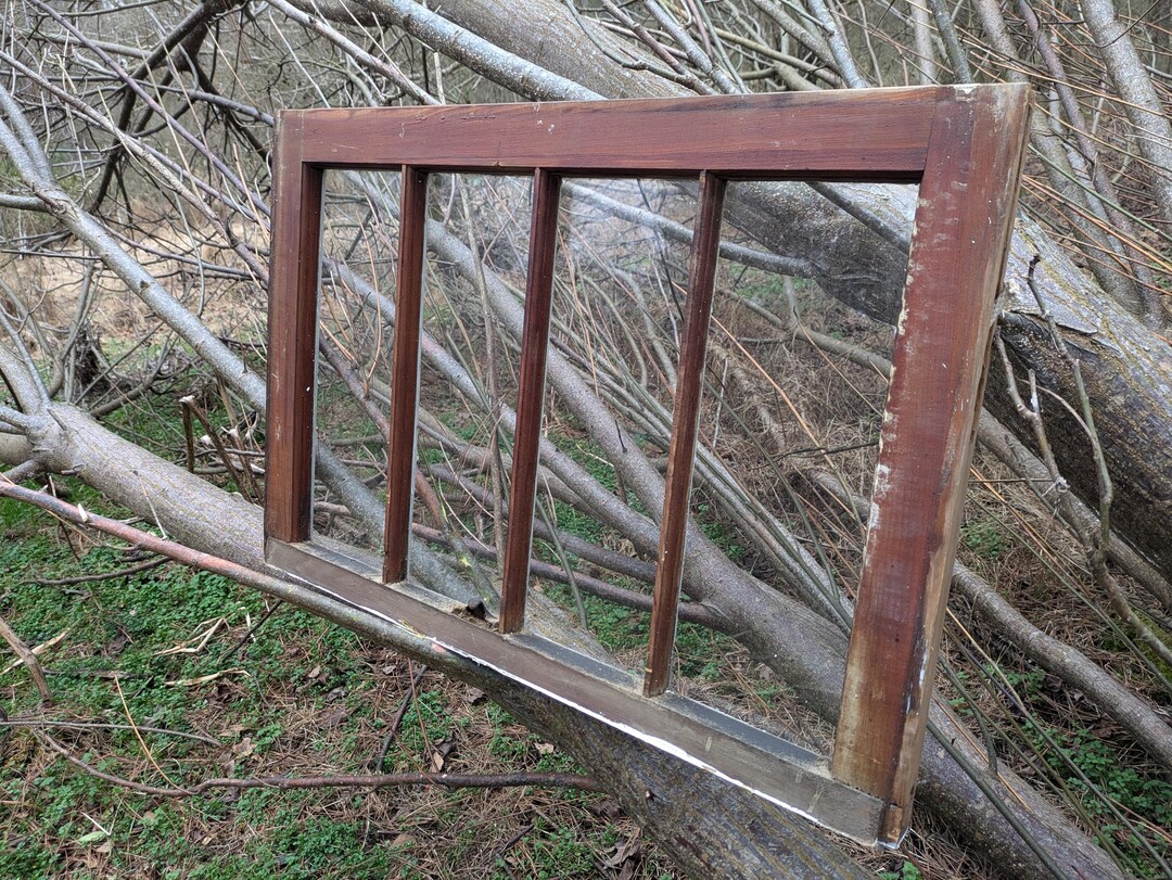 32x22 Single Pane, Four Panel 4 Pane Beautiful Antique Wooden Frame ...