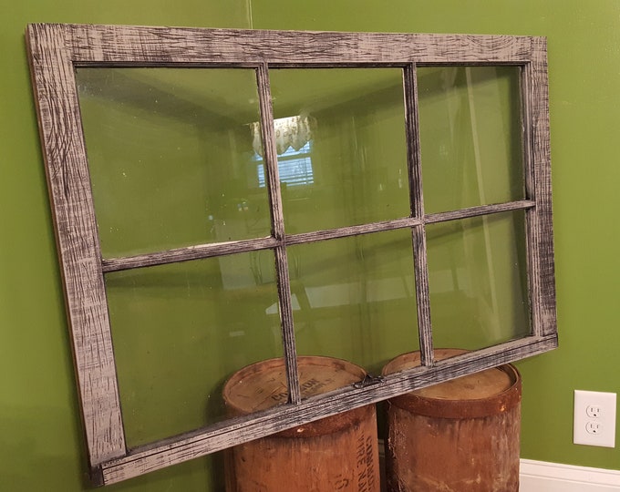 Vintage Antique Farm Window Sash Frame 6 Pane 32x24, driftwood Style ...