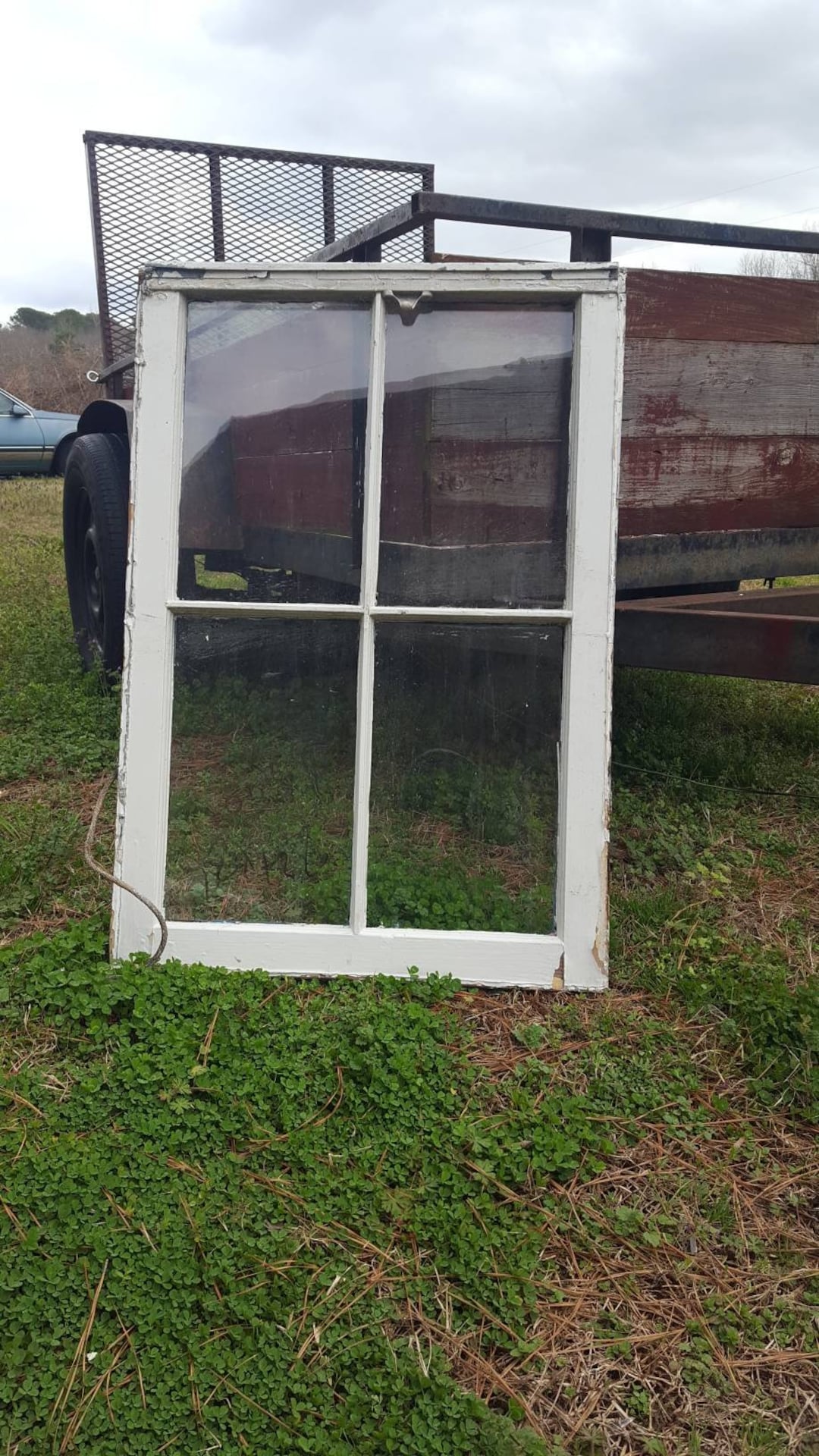 Vintage Authentic Reclaimed Antique Window Pane, 4 Pane, 32x24 Four ...