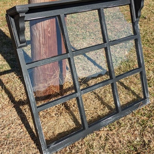 9 Pane Distressed Black 9 Pane Old Antique Shabby Vintage Window Sash ...