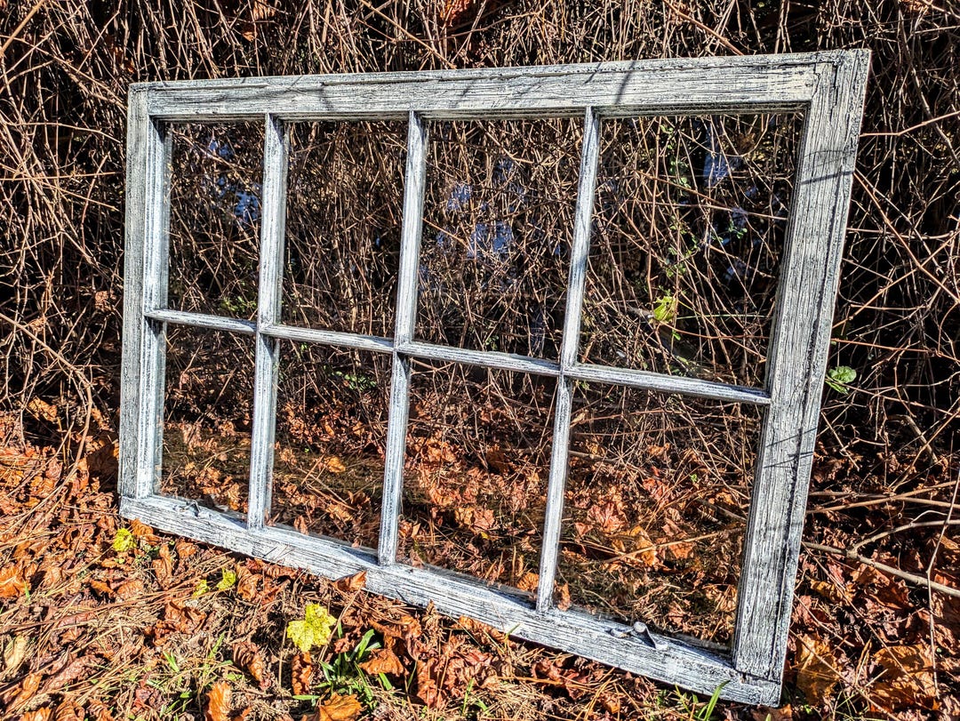 Vintage Antique Farm Window Sash Frame 8 Pane 27x40, "driftwood" Style ...