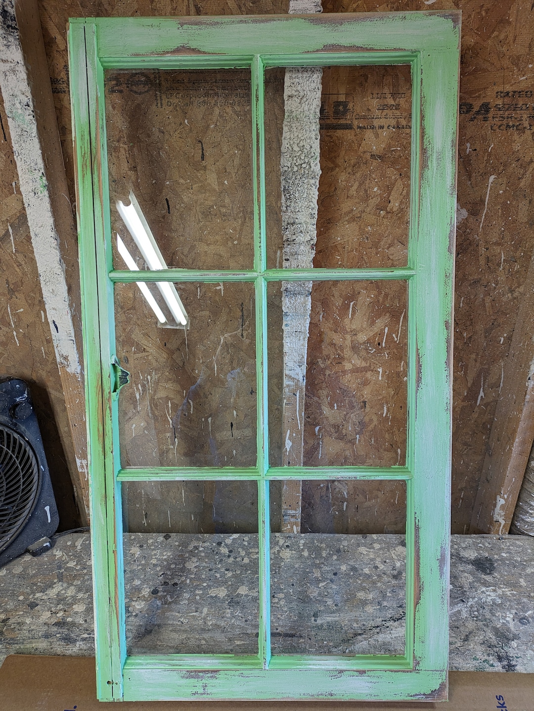 Vintage Antique Farm Window Sash Frame 6 Pane 36X19 Mint Green ...