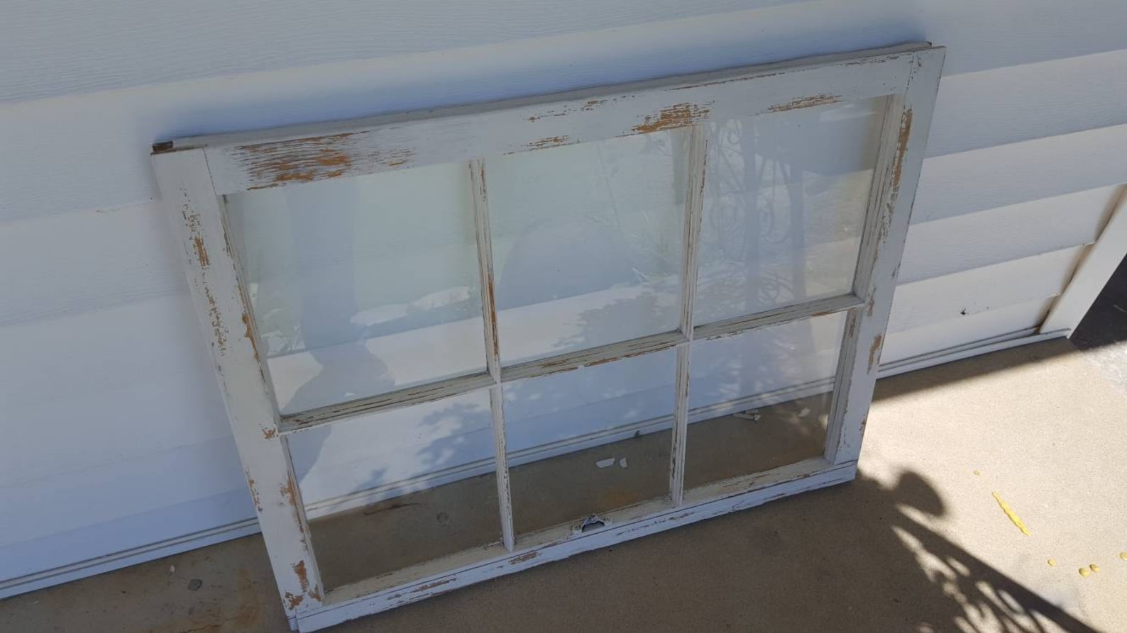 Vintage Antique Farm Window Sash Frame 6 Pane 36x27 Unique Painted ...