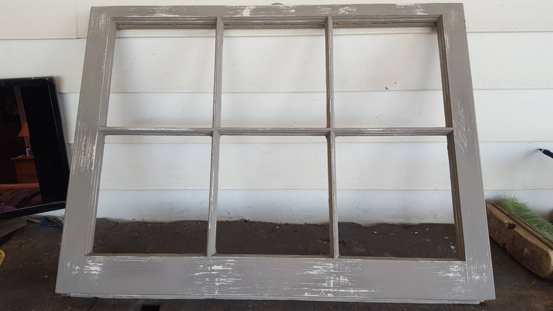 Vintage Antique Farm Window Sash Frame 6 Pane 28x24 Gray - Etsy