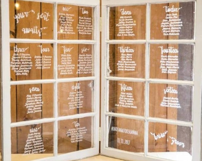 8 Pane Vintage Sash Antique Window Set, 36x26 Wedding Seating Chart - Etsy