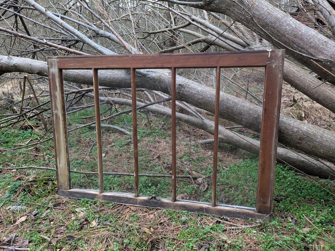 41x28 Large Single Pane Wavy Glass, 5 Panes Beautiful Antique Wooden ...