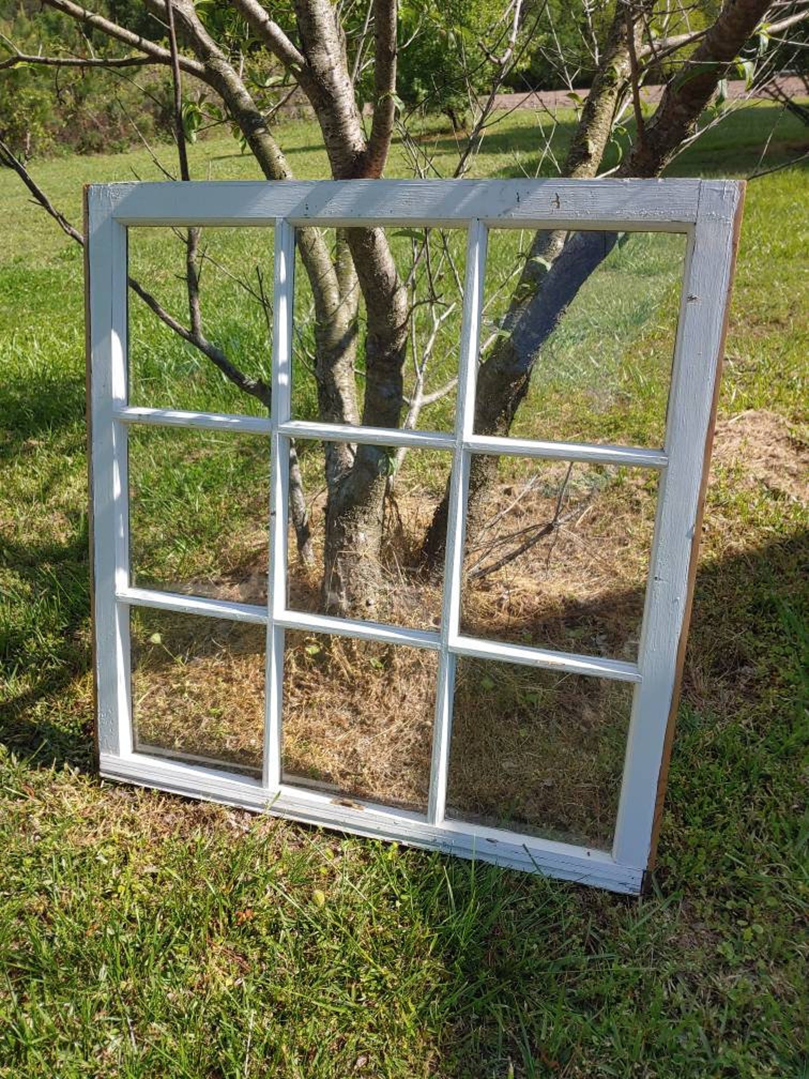 Nine 9 Pane Vintage Farm House Antique Wood Window Frame Sash Wedding ...