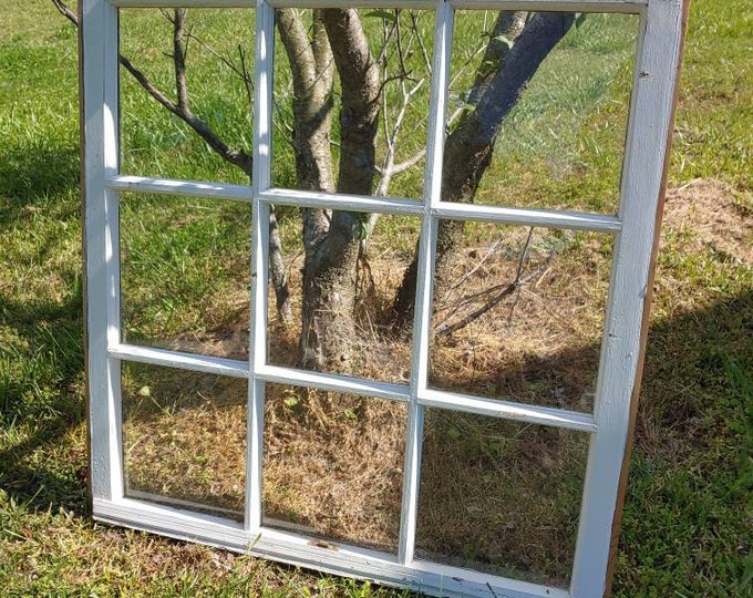 Nine 9 Pane Vintage Farm House Antique Wood Window Frame Sash Wedding ...