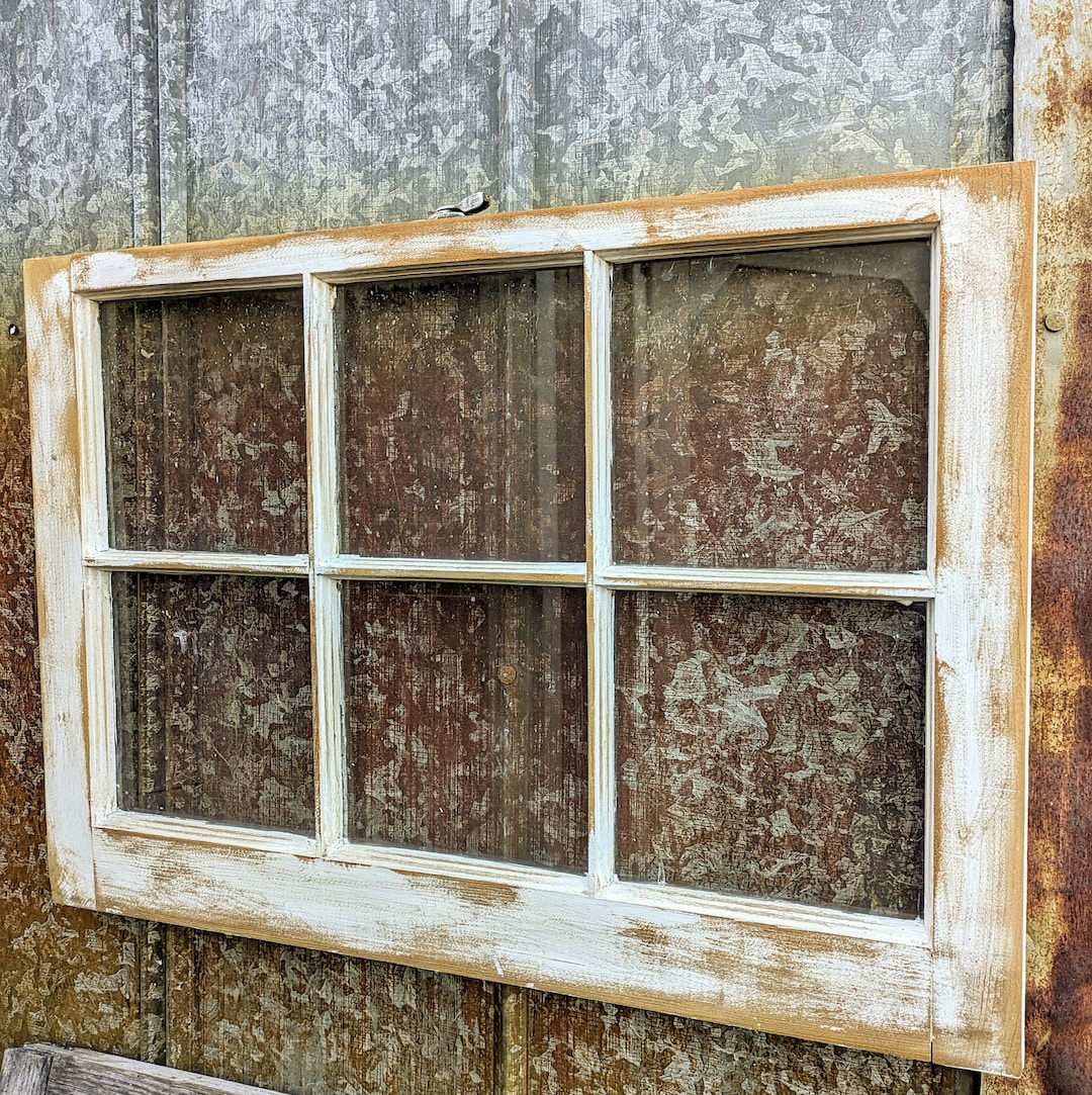 Vintage Antique Farm Window Sash Frame 6 Pane Rustic Cottage Wedding ...