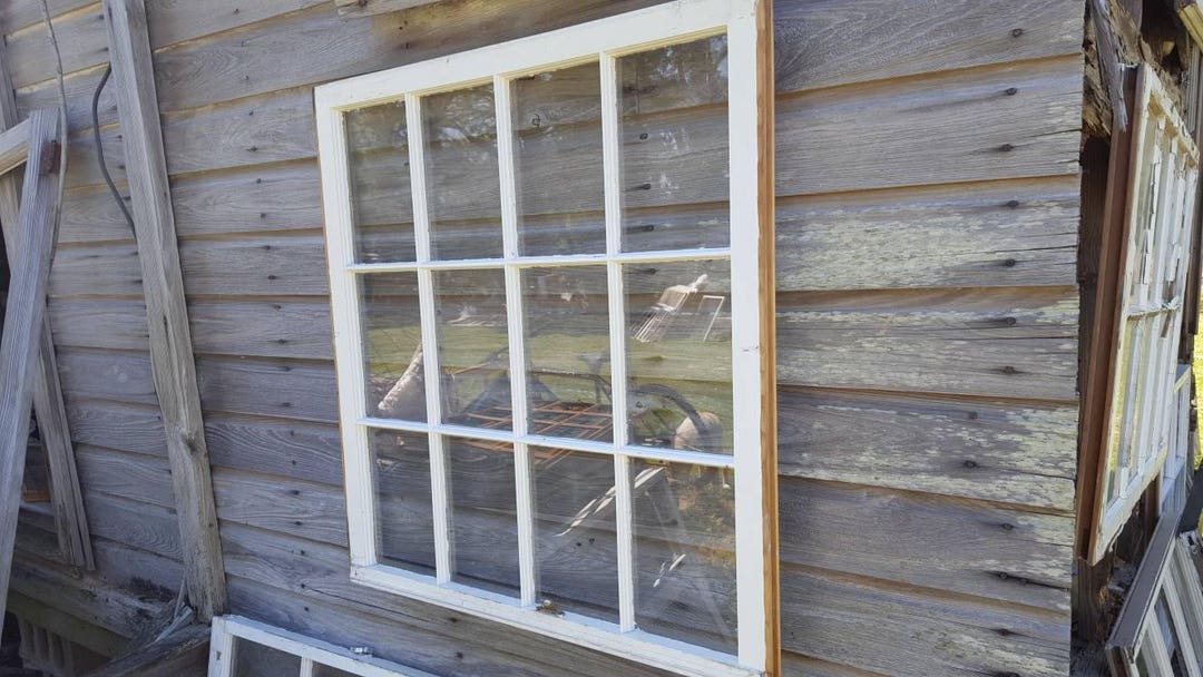 Vintage Antique Farm Window Sash Frame 12 Pane Very Old Rustic Cottage ...