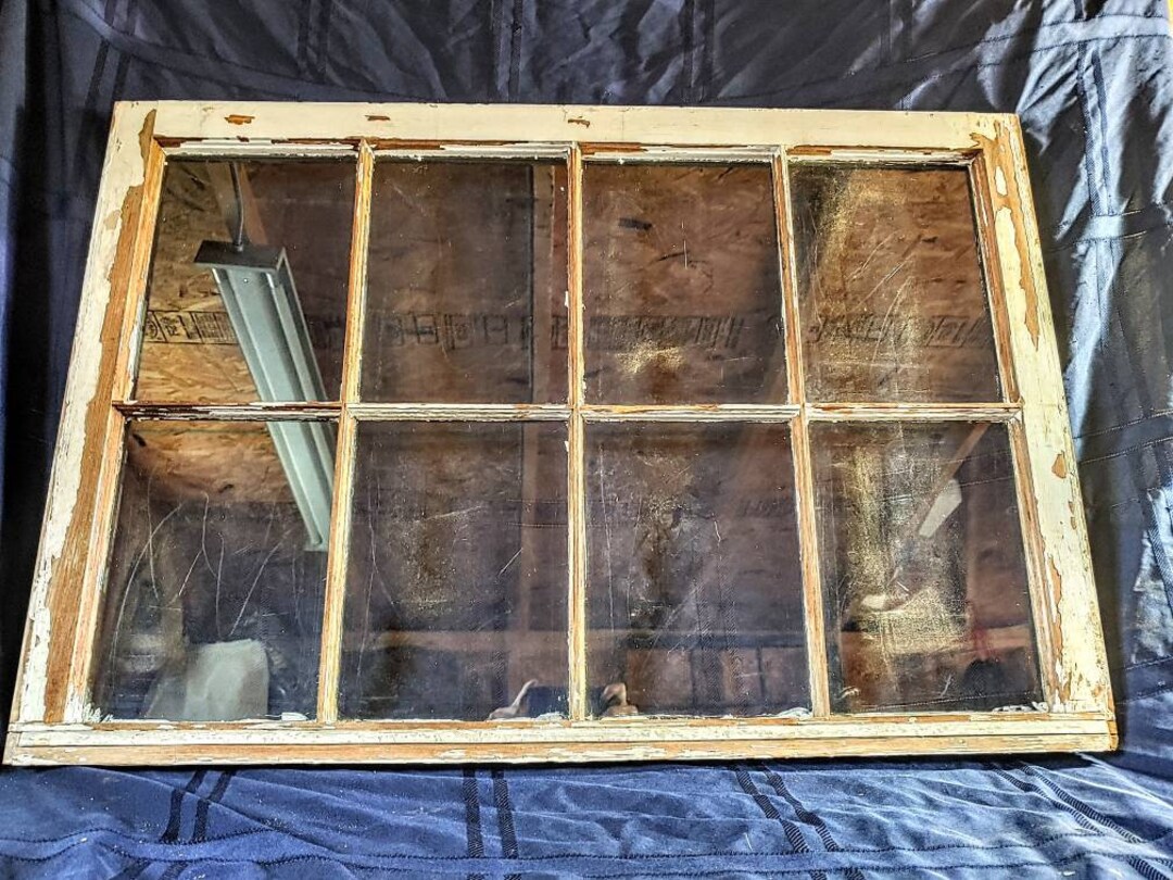 Shabby Chic Distressed Rustic 8 Pane 40x27 Antique White Vintage Window ...