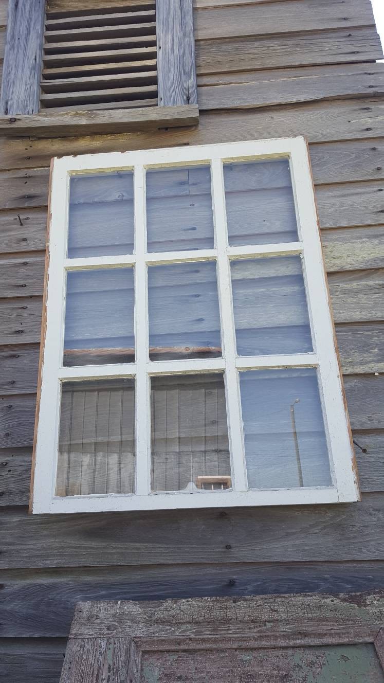 Vintage antique farm window sash frame 9 pane 37x28 very old | Etsy