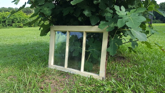 Vintage antique farm window sash frame three pane rustic | Etsy