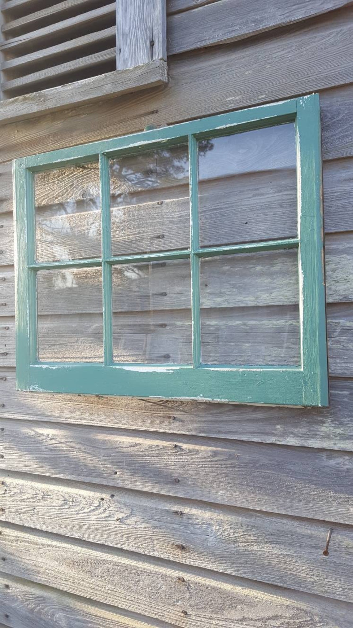 Vintage Antique Farm Window Sash Frame 6 Pane 32x28 Rustic Very Old ...