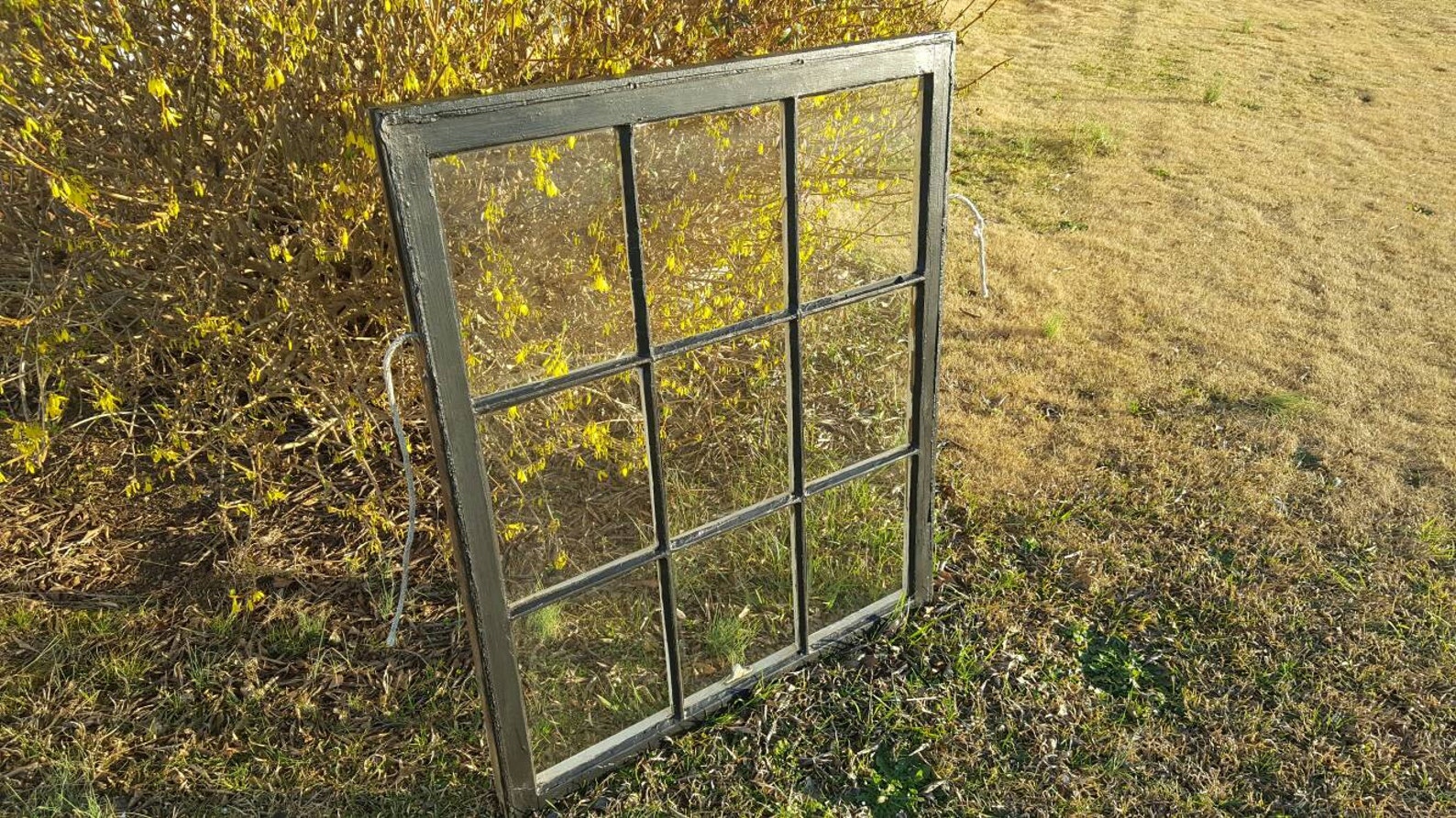 Nine 9 Pane Vintage Farm House Antique Wood Window Frame Sash Wedding ...