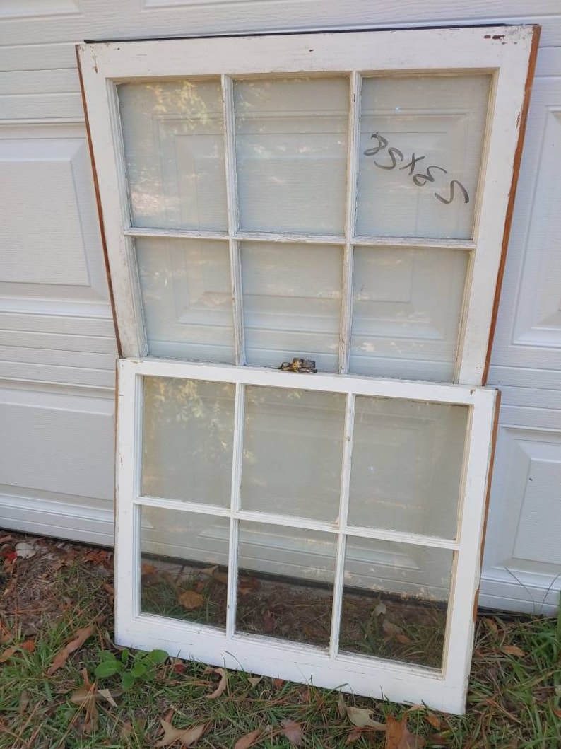 Complete Set Window Frame Sashes, Upper and Lower With Hardware ...