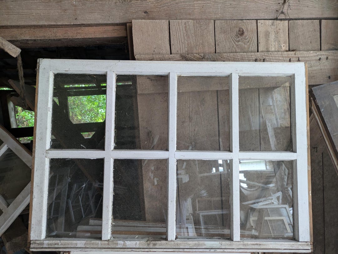 Vintage Antique Farm Window Sash Frame 8 Pane 40x27 Very Old Unique ...