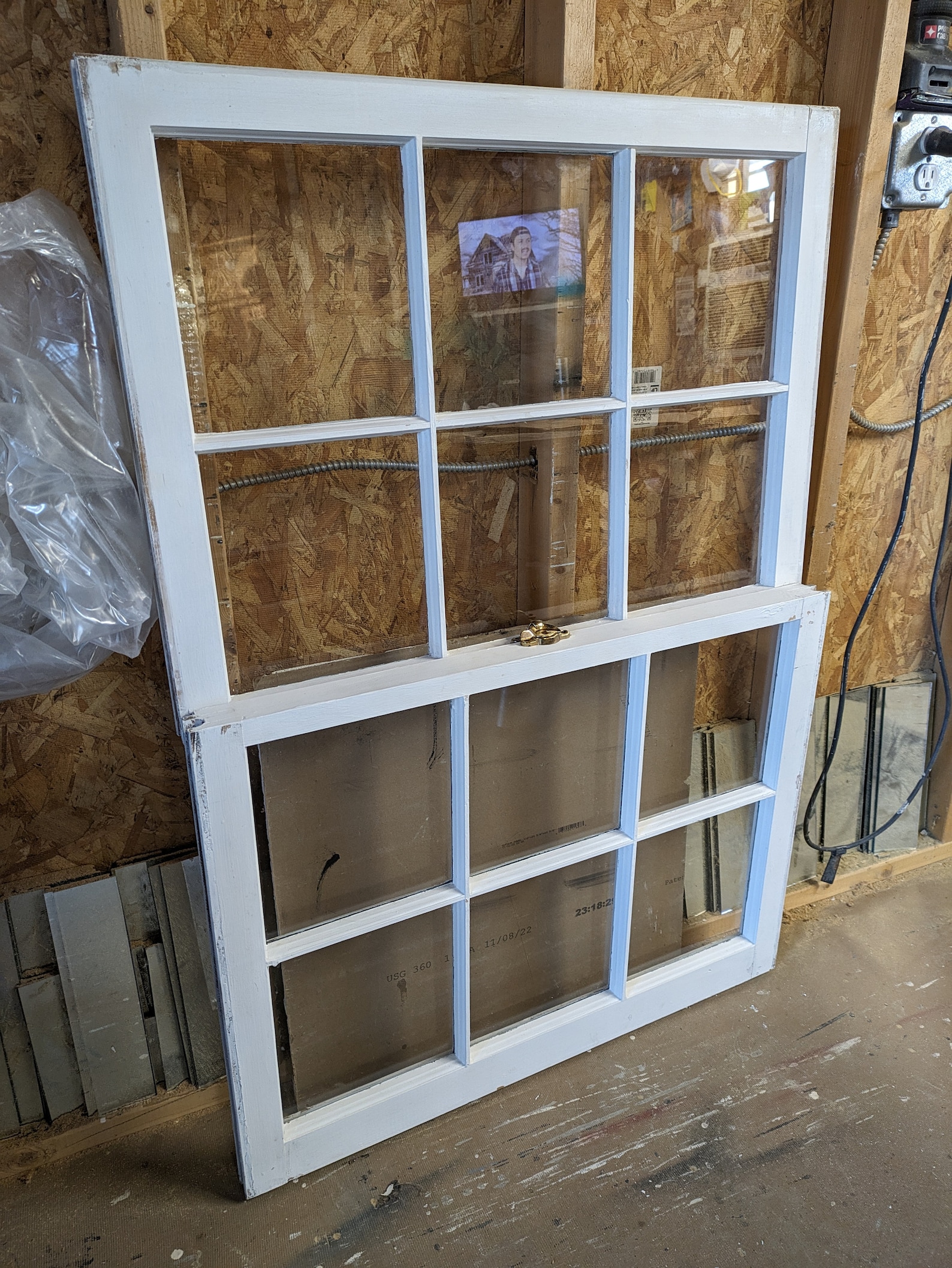 Complete Set Window Frame Sashes, Upper and Lower With Hardware ...