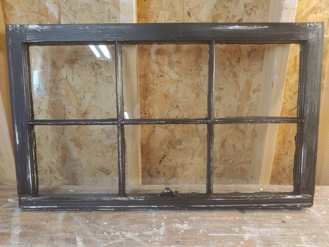 Vintage Antique Farm Window Sash Frame 6 Pane 36X19 Distressed | Etsy