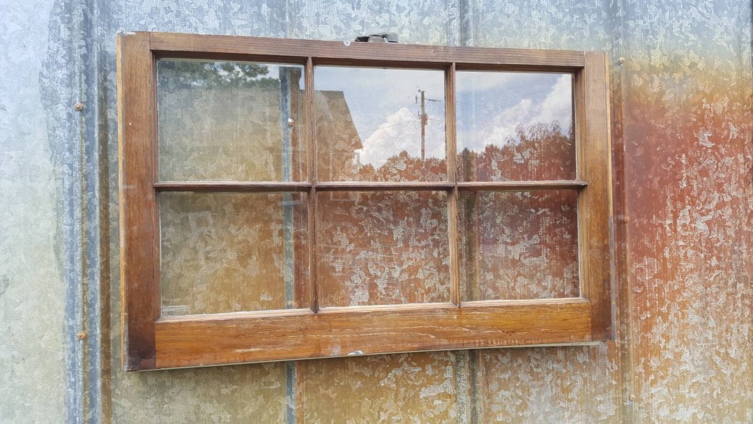 36x24 Old Antique Shabby Vintage Window Sash, Stained Wood Finish ...