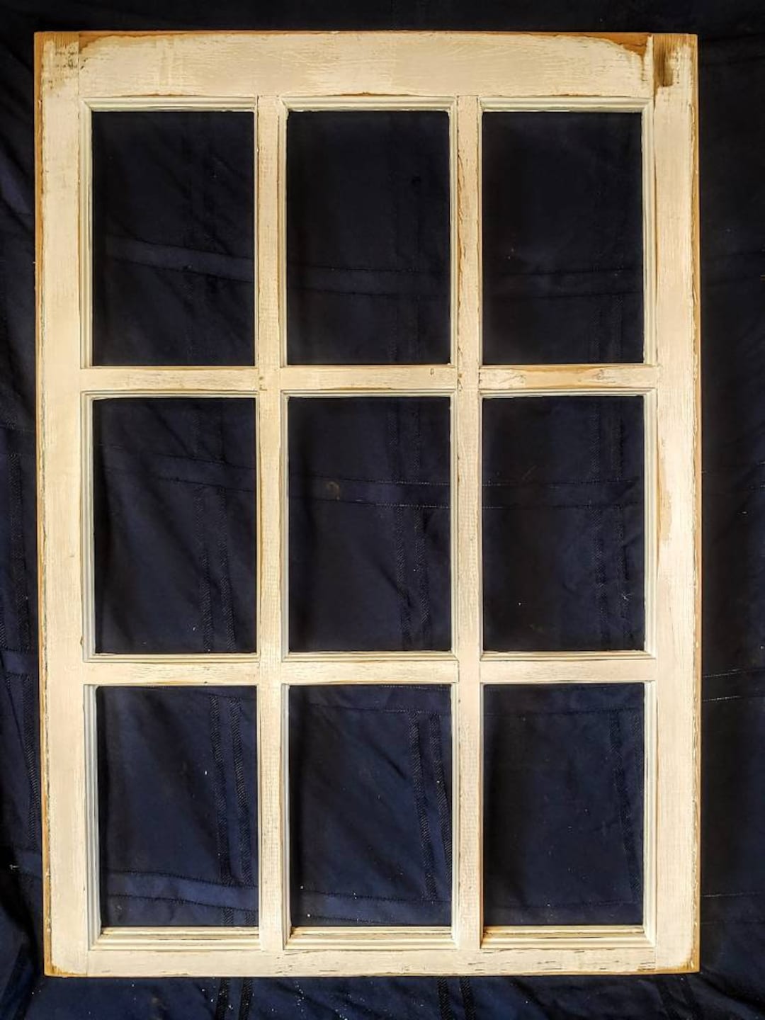 Vintage Antique Farm Window Sash Frame 9 Pane 39x28 Very Old Unique ...