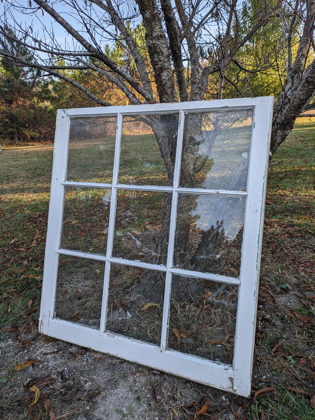 Vintage Antique Farm Window Sash Frame 9 Pane Very Old Rustic Cottage ...