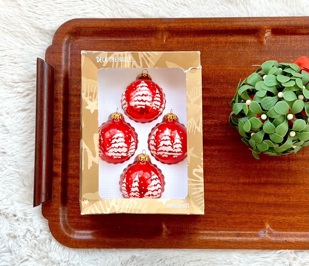 Vintage Red Christmas Tree Ornaments | Rauch Industries 3” Glass Balls ...
