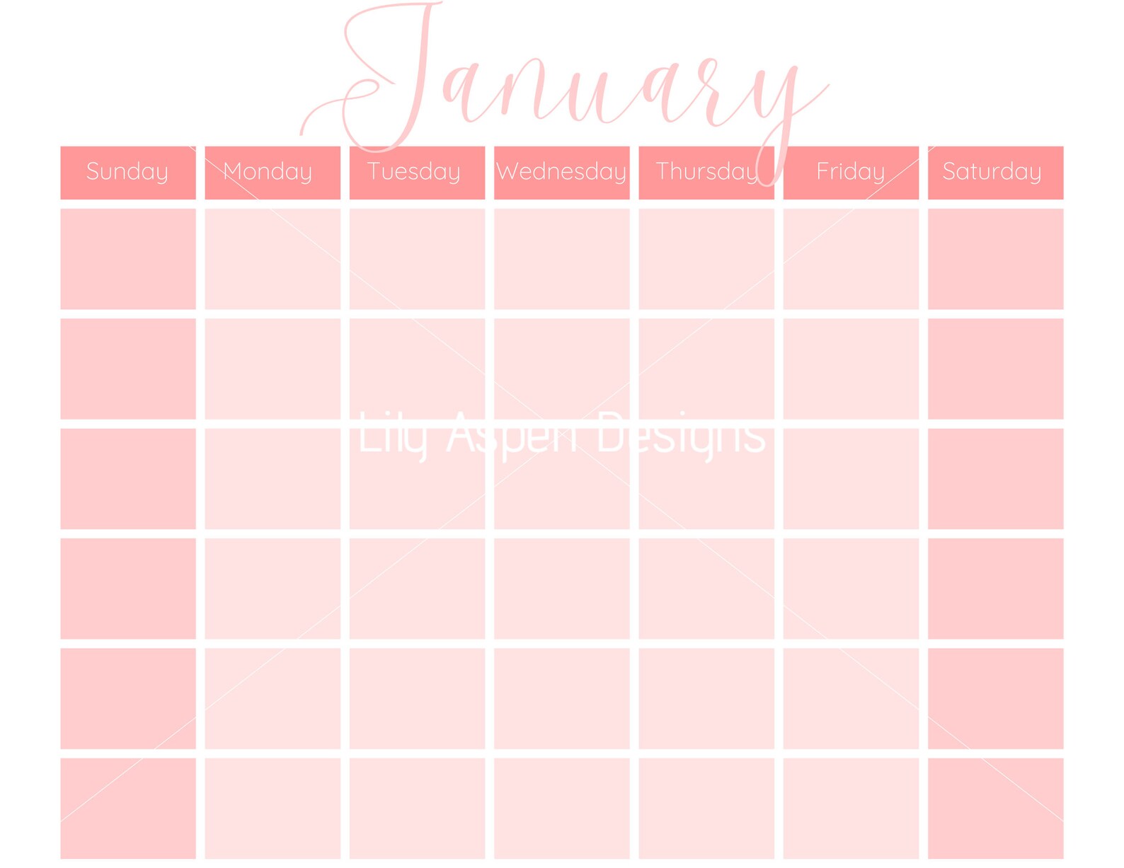 Monthly Calendar Pink Calendar Perpetual Monthly Calendar - Etsy